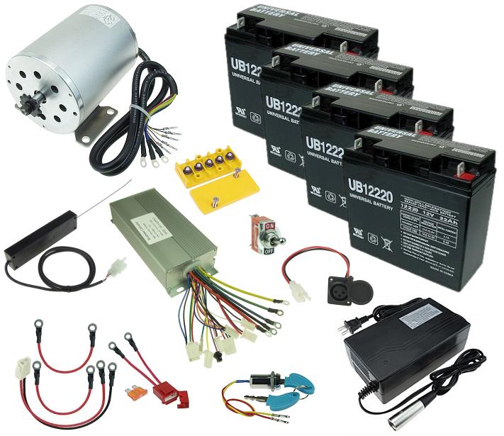 48 Volt 1800 Watt Electric Go Kart Power Kit with Wire Pull Throttle ...