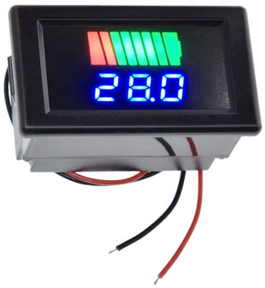 12-60 Volt DC Waterproof Blue LED Digital Voltmeter with Battery Level ...
