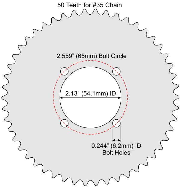 50 Tooth Sprocket for #35 Chain with F4 Mounting Pattern #SPR-3550F4